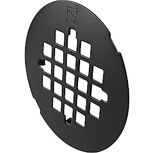 Westbrass A206P-62 2" No-Caulk PVC Compression Shower Drain with 4-1/4" Round Grid Cover, 1-Pack, Matte Black