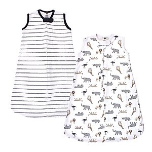 Hudson Baby Unisex Baby Cotton Sleeveless Wearable Sleeping Bag, Sack, Blanket, Modern Neutral Safari, 12-18 Months