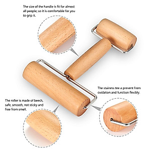 Pizza Roller, 2 Pieces Pizza Dough Roller, Wooden Pasta Rolling Pins Dough Baker Roller Set for Home Kitchen Baking Cooking, Non-Stick Time-Saver Rolling Pin