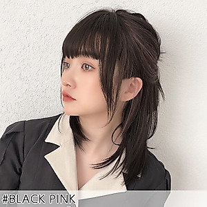 BRIGHT LELE Natural Full Medium Straight Hair With Natural Bang Layered cut with Wigs for Women Synthetic Stright Hair Wig for Daily Party Cosplay Wig HF1420-TR/M