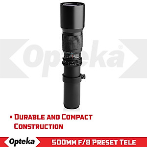 Opteka 500mm/1000mm f/8 Manual Telephoto Lens compatible with Canon EF-Mount EOS 90D, 80D, 77D, 70D, 60D, 60Da, 1Ds, Mark III II 7D, 6D, 5D, 5DS, Rebel T8i, T7i, T7s, T7, T6s, T6i, T6, T5, SL3, SL2
