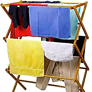 Home-it Wooden Clothes Drying Rack for Laundry - Collapsible Folding Bamboo Laundry Drying Rack for Drying Clothes - Heavy Duty Pre Assembled