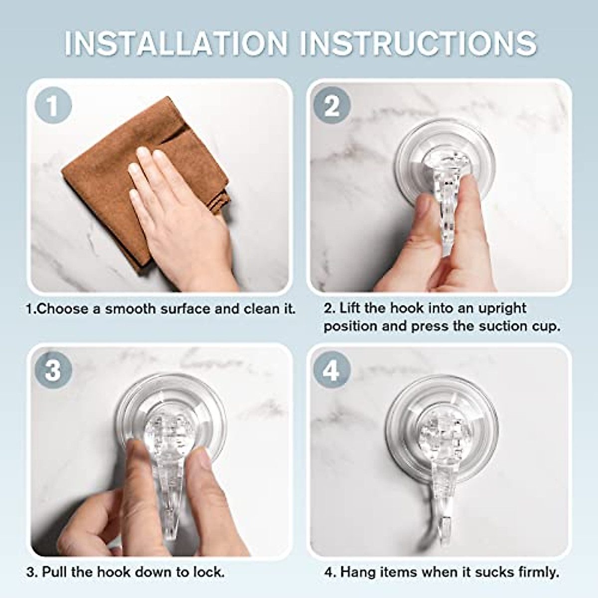 VIS'V Suction Cup Hooks, Small Clear Heavy Duty Vacuum Suction Cups with Hooks Removable Window Glass Door Suction Hangers Reusable Suction Cup Holders for Kitchen Bathroom Shower Wreath - 2 Pcs