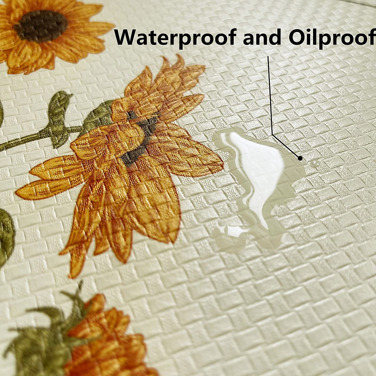 UKELER Farmhouse Kitchen Rug Set 2 PCS Sunflower Floral Waterproof Laundry Room Rugs Runner Non Slip Cushioned Anti-Fatigue Area Rugs for Kitchen Laundry Room