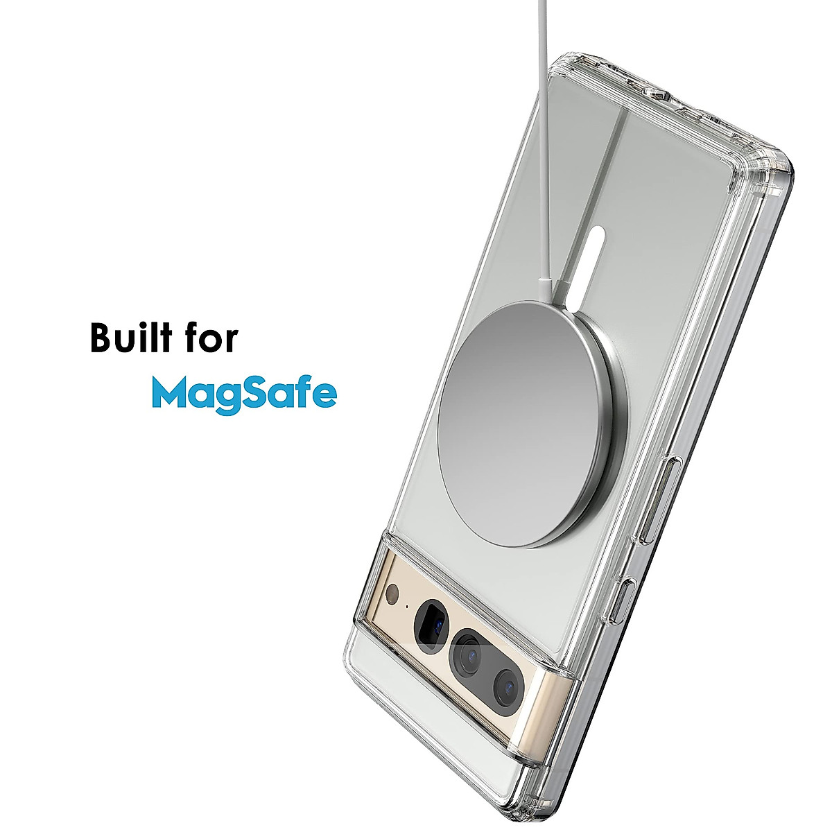 oakxco for Google Pixel 7 Pro Case Clear Magnetic Compatible with Magsafe, Thin Slim Transparent Non Yellowing, Hybrid Soft Silicone Bumper & Hard Plastic Protective Cover for Women, Clear