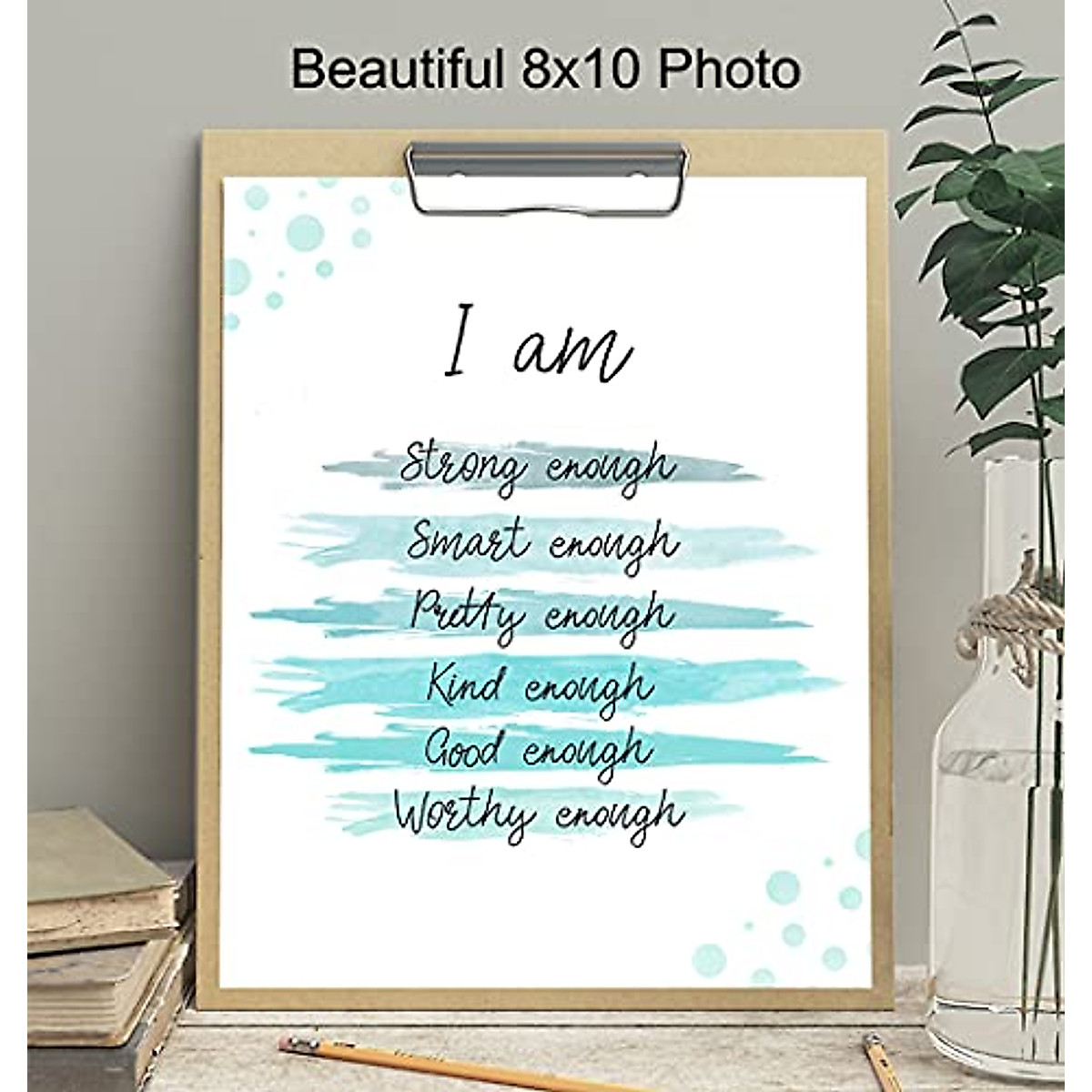 Positive Quotes Wall Decor - Positive Affirmations - Encouragement Gifts for Women, Teens, Girls - Inspirational Quotes - Motivational Wall Art - Inspiring Uplifting Sayings Wall Decor - Light Blue