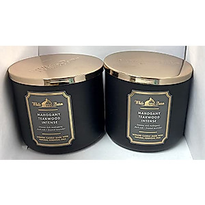 Bath & Body Works White Barn 3-Wick Candle in Mahogany Teakwood High Intensity (Pack of 2)