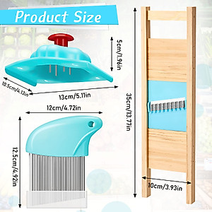 Lanties 3 Pcs Waffle Potato Lattice Cutter Crinkle Maker with Protective Cover Food Safety Holder French Fry Cutter Slicer Stainless Steel Wavy Chopper for Kitchen Food Vegetable French Fries Home