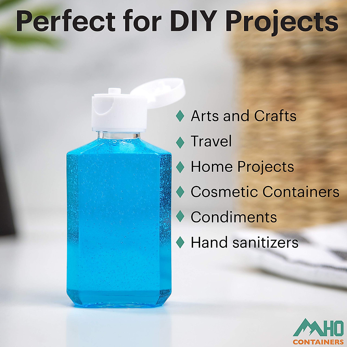 MHO Containers | Clear, Refillable Flip-Top Bottles | BPA/Paraben-Free, 2 fl oz (60 mL) — Set of 20