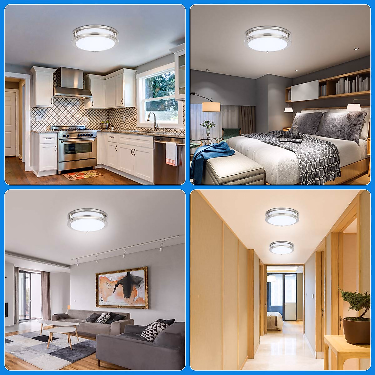 Drosbey 36W LED Ceiling Light Fixture, 13in Flush Mount Light Fixture, Ceiling Lamp for Bedroom, Kitchen, Bathroom, Hallway, Stairwell, Super Bright 3200 Lumens, 5000K Daylight White