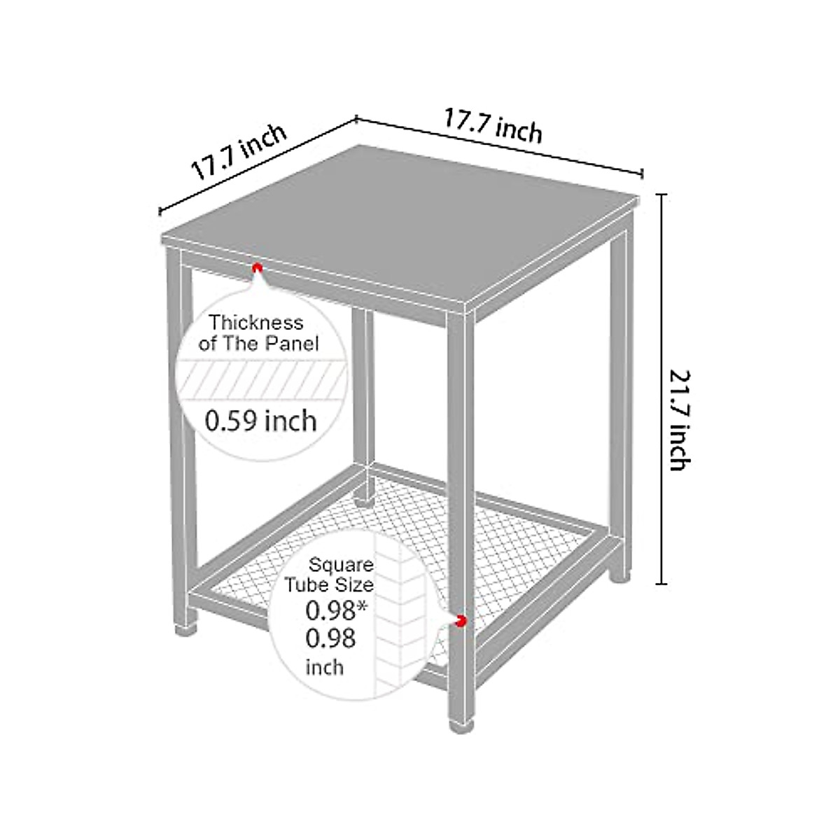 AZL1 Life Concept Industrial End 2-Tier Side Table with Storage Shelf Sturdy Easy Assembly Wood Look Accent Furniture with Metal Frame