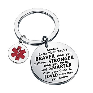 FUSTMW Emergency Gift Emergency Keychain Emergency Medical Jewelry Emergency Graduation Gifts You are Braver Stronger Smarter Than You Think Paramedic Inspiration Gifts (silver)
