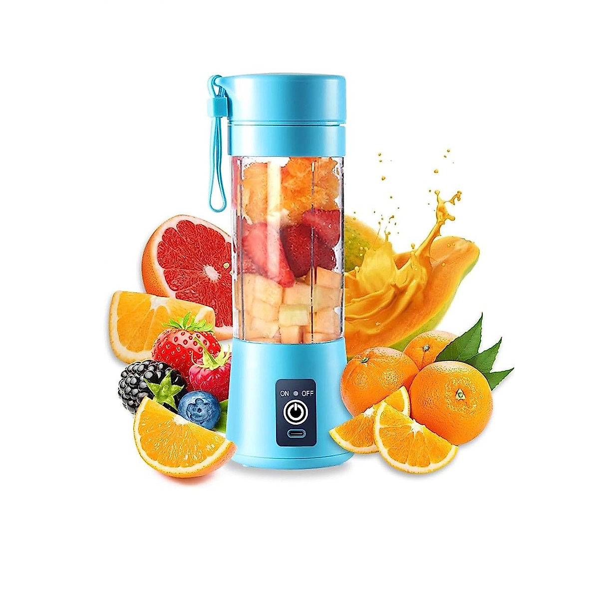 Portable Blender for Shakes and Smoothies, Personal Blender, Travel Lid for Kitchen, Office, Travel, Picnic, Gym & Travel, Personal Size Blenders with USB Rechargeable Blue