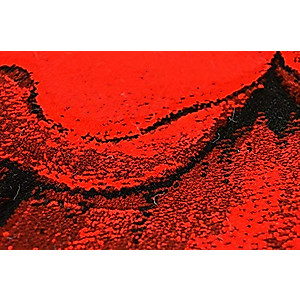 Flowers 3D Effect Hand Carved Thick Artistic Floral Flower Rose Botanical Shape Area Rug Design 301 Red 5'3''x5'3'' Round