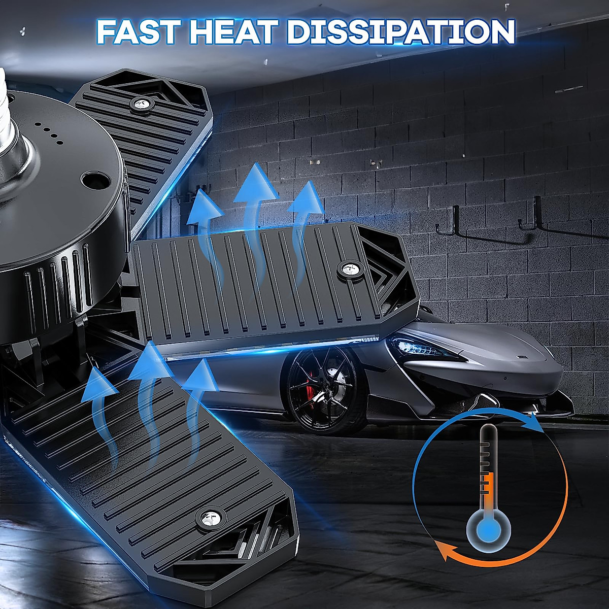 XINGHUANLIT Garage Lighting 2 Pack - 200W 20000LM LED Garage Lights 6500K with 6+1 Adjustable Panel, Screw in E26/E27 Bulb Socket LED Shop Lights, Ceiling Lights for Garage Workshop Lighting