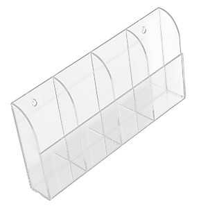 TV Remote Control Holder Wall Mount Acrylic Clear Media Organizer Storage Box Case Convenient Caddy Organizer with 4 Grids for Table Desk Bedside