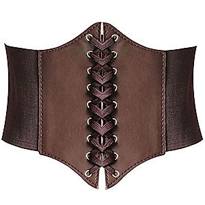 HANERDUN Lace-up Waspie Corset Belts for Women Elastic Waist Belt Tied Retro Wide Belt