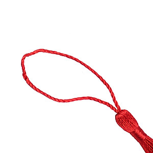 Makhry 100pcs Tassels 5 Inch Silky Floss Bookmark Tassels with Cord Loop Small Tassels for Crafts Bookmarks Jewelry Making DIY Souvenir Accessory (Red)