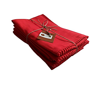 TARAN LIVING Kitchen Towels Pack in red Blue White for Embroidery, Paint, Craft, Party. Bar Cloth, Dish Towels/Tea Towels, Each Color has 6 Fabric Cloth with Trim ant Bottom and Loop Hanging.