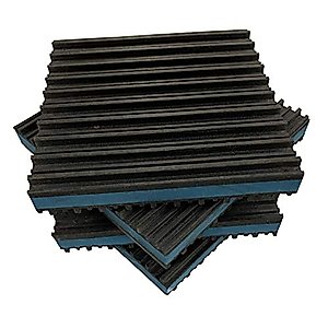 Heavy Duty Anti Vibration Isolation Pads 6" X 6" X 7/8" Ribbed Rubber with Blue Composite Foam Center, Quantity 4