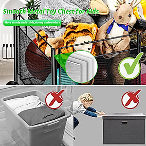 ANNKIE Toy Box,Toy Chest for Kids,Toy Box for Boys Girls, 80L Metal Toy Storage Organizer with Wheels & Removable Divider, Foldable Sturdy Large Toy Box Chest Storage for Nursery, Laundry, Camping