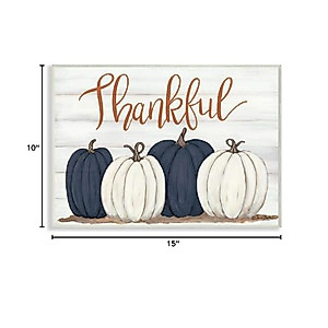 Stupell Industries Autumn Farm Pumpkin Harvest with Thankful Phrase Wall Plaque Art Design by Sarah Baker