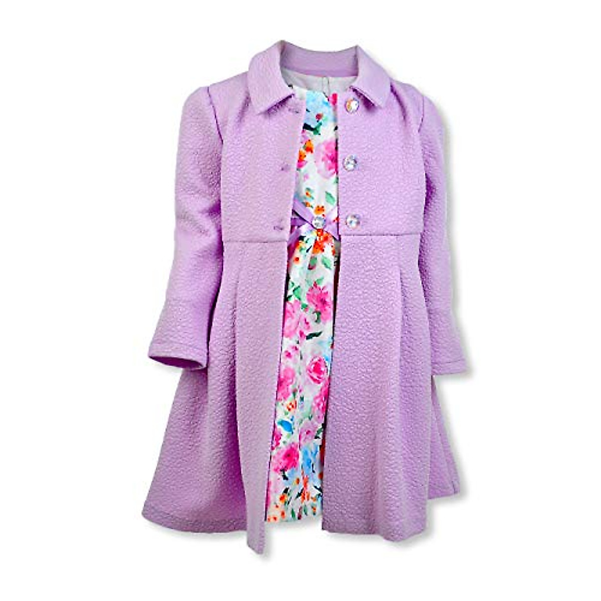 Bonnie Jean Baby-Girls Houndstooth Coat and Dress Set (4, Lavender)