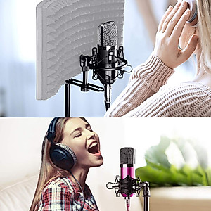 Microphone Shock Mount, ChromLives Shock Mount Mic Holder, Mic Clip Holder AT2020 Anti Vibration Shock Mount for Microphone 48mm - 54mm Diameter Studio Condenser