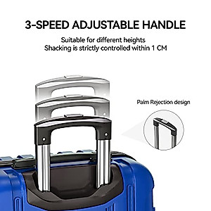 Strenforce Luggage Sets ABS Durable Suitcase Sets Spinner Wheels TSA Lock 3 Piece Luggage Set(20/24/28),Blue