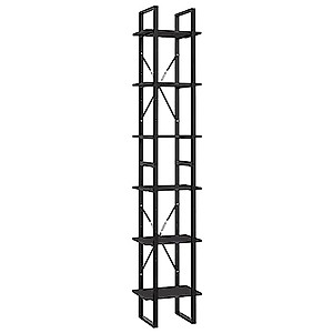 MNISDFL Industrial Shelves Large Etagere Bookshelf 6-Tier Book Cabinet Gray 15.7"x11.8"x82.7" Engineered Wood for Living Room, Study, Kitchen, Home Office