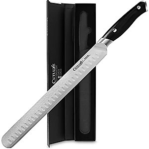 CUTLUXE Slicing Carving Knife – 12" Brisket Knife, Razor Sharp Meat and BBQ Knife – Damascus Japanese AUS10 Blade – Full Tang & Ergonomic Handle Design – Shinobi Series