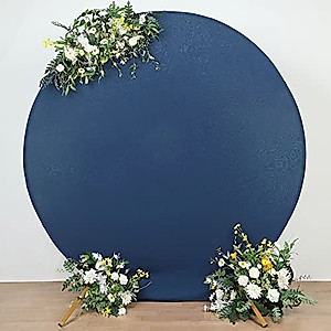 Efavormart 7.5ft Matte Navy Blue Round Spandex Fit Wedding Arch Backdrop Cover - 2-Sided Custom Fit Backdrop Stand Arch Cover