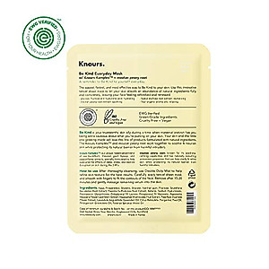 Knours Be Kind Everyday Mask (5ct) | 99% Natural Ingredients Hydrating + Soothing + Revitalizing + Relaxing Effect Facial Nourishing Sheet Mask (EWG Verified Clean Beauty)