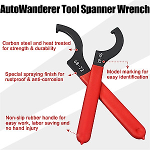 AutoWanderer Tool 9Pcs Coilover Spanner Wrench Set, Adjustable Shock Wrench Universal Carbon Steel Spanners for Most Coil Over Shock Adjustments (Blue)