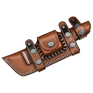 Ottoza Handmade Leather Knife Sheath Right Hand Tracker Knife Sheath - Bushcraft Knife Sheath - Hunting Knife Sheath - Survival Knife Sheath Horizontal Carry Dark Brown TOP Grain Leather No:103
