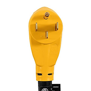Camco - 21052 Heavy Duty Locking Female PowerGrip Adapter with Innovative 90 Degree Bend Design - 50 AMP Standard Male / 50 AMP 18" (55562)