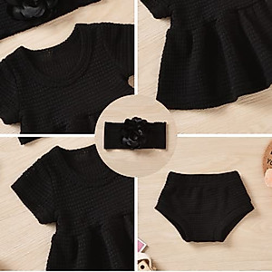 Preemie Baby Girl Clothes Infant Knitted Outfits Tunic Shirt Dress Diaper Cover Shorts Pants Set Baby Girls Clothing Set Premie Girls Black Shorts Playwear Baby Girl Spring Summer Outfits Short Sleeve