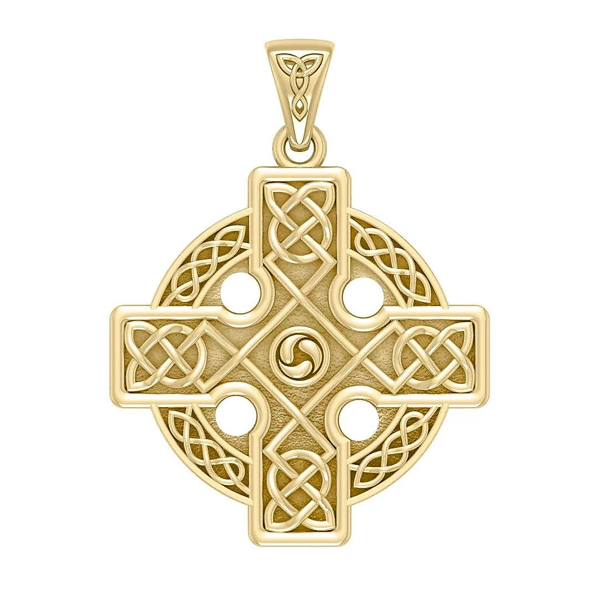 Celtic Cross Triskele Solid Gold Pendant GTP477 18K