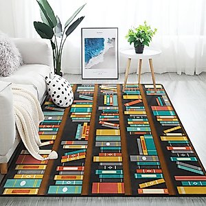 ALAZA Vintage Library Bookshelf Bookworm Area Rug Rugs for Living Room Bedroom 7' x 5'