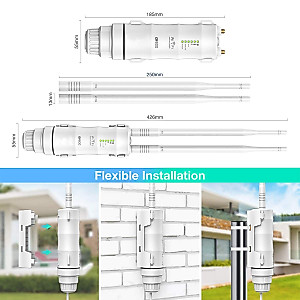 WAVLINK AC600 Outdoor Weatherproof Wi-Fi Range Extender-Dual Band 2.4 & 5GHz Long Range Wireless Internet Signal Extender Booster&Router/AP/Repeater/WISP Mode with POE,No WiFi Dead Zones for Home