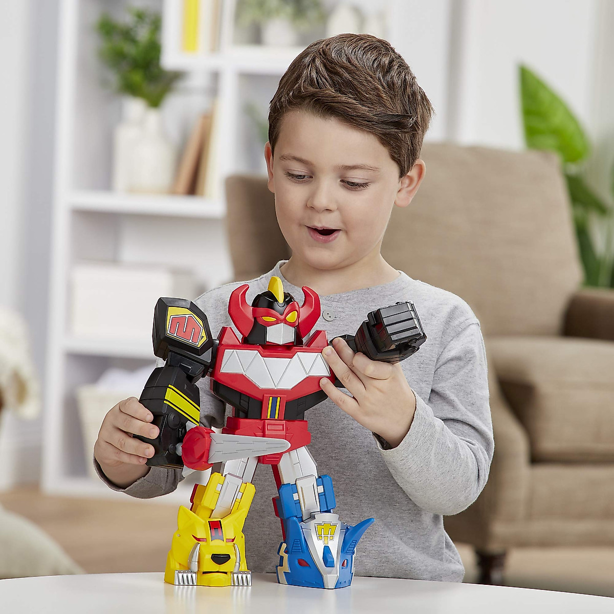 Power Rangers Playskool Heroes Mega Mighties Megazord Action Figure, 12-Inch Mighty Morphin Toy for Kids Ages 3 and Up