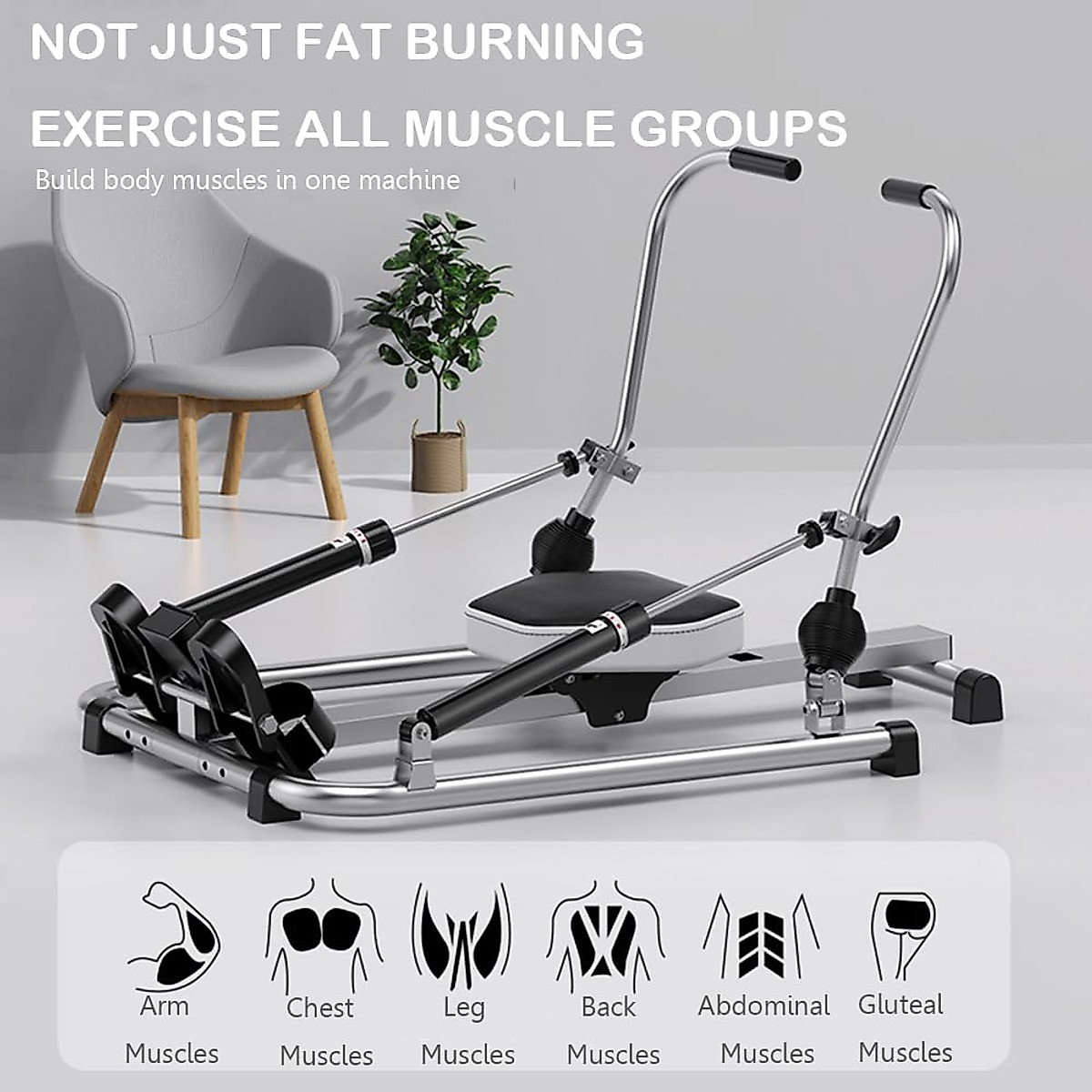 LuusMm Foldable Rowing Machine Equipment for Home Gym, Multifunctional Hydraulic Rowing Machine, Foldable Rowing Machine for Home Fitness Training (Sports Fitness)