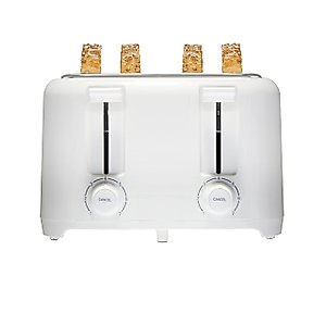 Proctor Silex 4 Slice Toaster with Extra Wide Slots for Bagels, Cool-Touch Walls, Shade Selector, Toast Boost, Auto Shut-off and Cancel Button, White (24214PS)