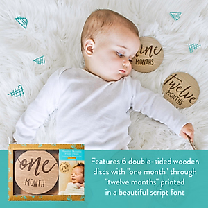 Kate & Milo Baby Monthly Milestone Marker Discs, Reversible Photo Props, Baby Growth and Pregnancy Growth Cards, Wooden