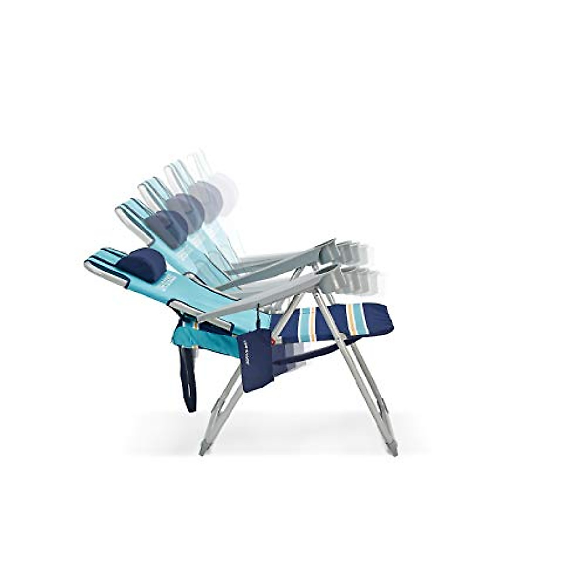 Life is Good Backpack Lawn Chair, Silver Frame (Set of 2) (Blue Turtle + Blue Turtle)