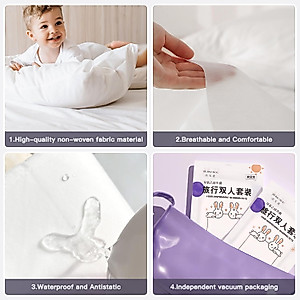 IVYEA 2 Pack Disposable Bedding Set,Disposable Bed Sheets for Travel,Hotel Essentials,Travel Essentials,with 2 Bed Sheet 2 Quilt Cover and 2 Pillowcase for Travel, Business Trip, Spa, Hotel