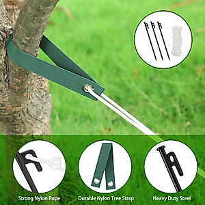 Jevrench Tree Stake Kits, Heavy Duty Tree Stakes and Supports Kits for Young Trees Against Bad Weather, 3 Pcs Tree Stake, 3 Pcs Tree Straps, 32.8 FT Rope
