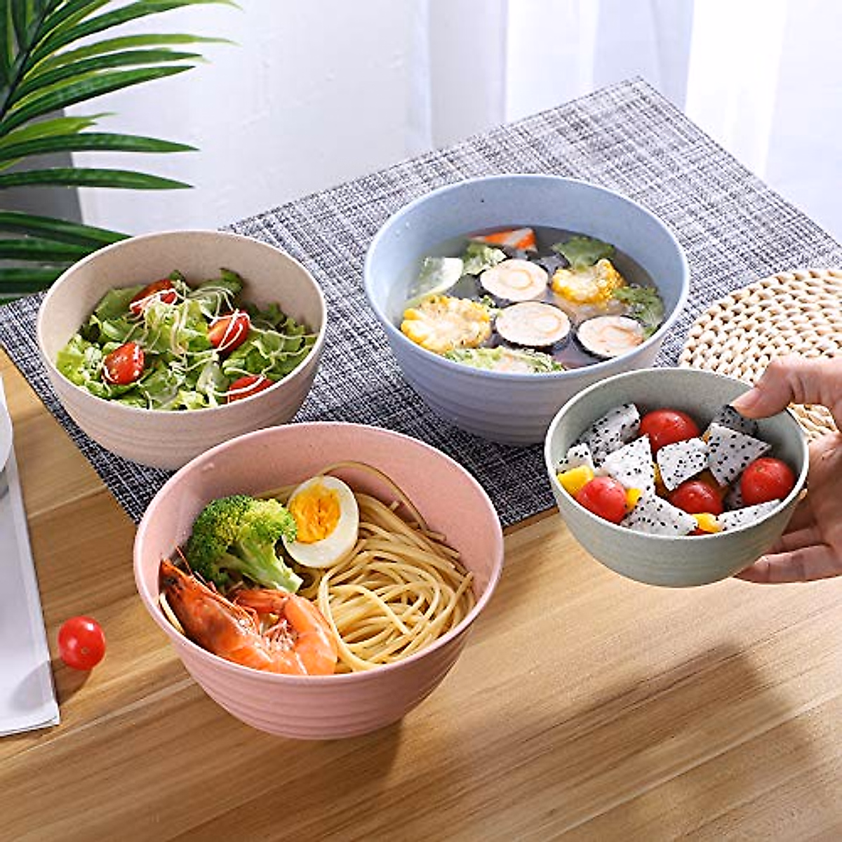 BUBERO Small Kids Bowls Set of 5, Plastic Bowls Reusable Wheat Straw Cereal Bowls for Snack, Side Dishes, Microwave Safe Mini Bowls