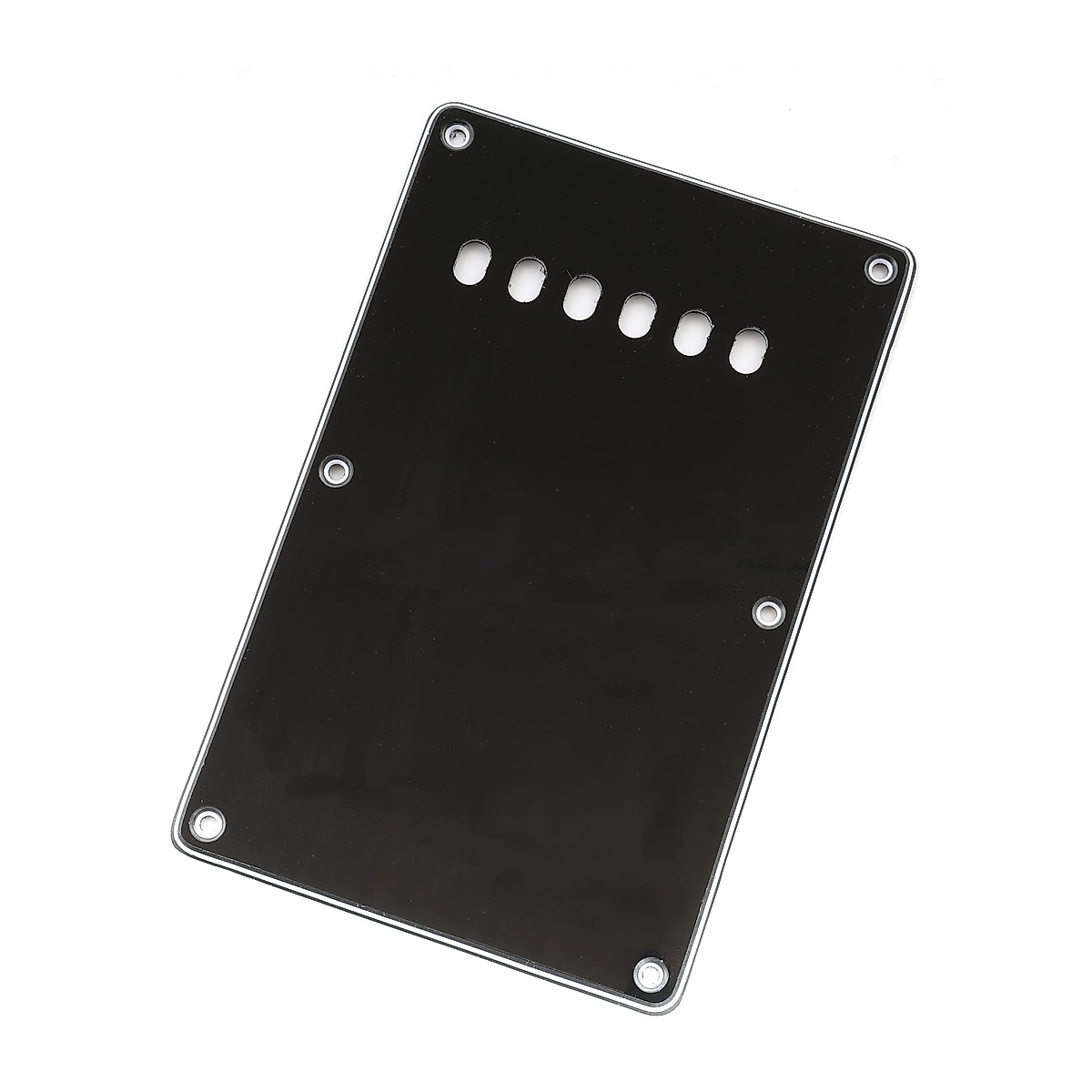 Musiclily 6 Hole Guitar Back Plate Tremolo Cavity Cover Backplate for China Made Squier Guitar Parts,3Ply Black