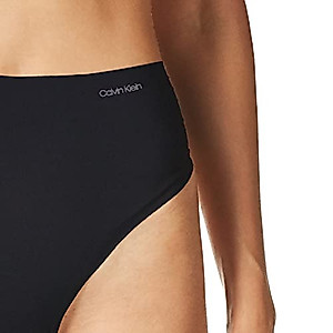Calvin Klein Women's Invisibles High-Waist Thong Panty, Black, S